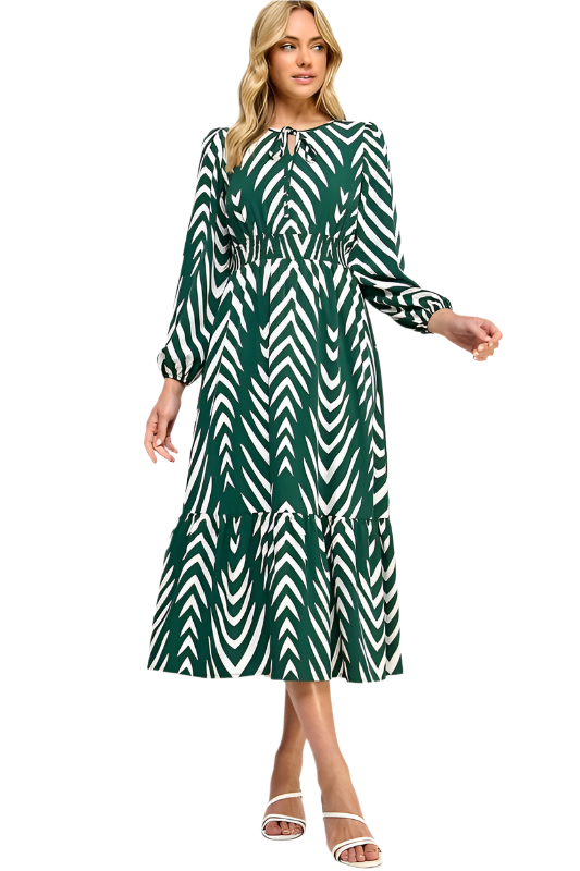 Solution Midi Dress Green/White – Todd's Clothing